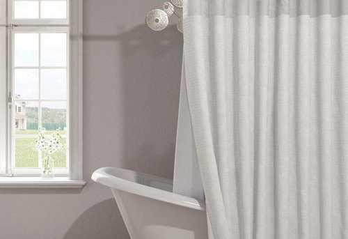Двойная штора для ванной комнаты, тканевая, белая