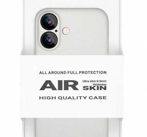 Чехол для iPhone 16 Plus AIR Skin, белый, ультралегкий, матовая поверхность