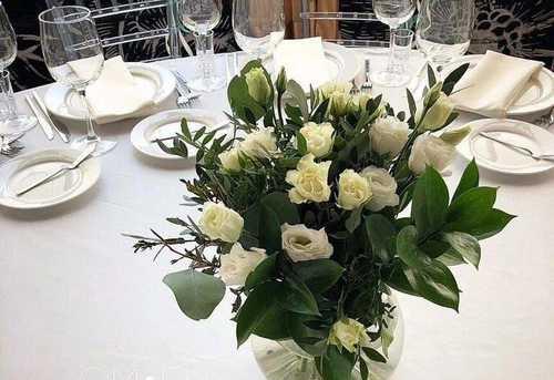 Украшение гостевых столов цветами. Свадьба