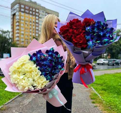 Космические Букеты с Ажурными Розами