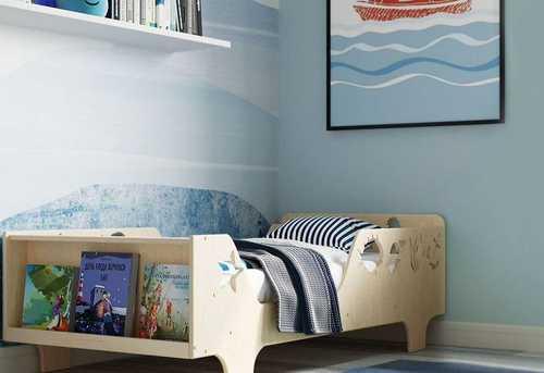 Кроватка детская морская тематика лаковое покрытие