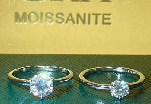 Муассанит кольцо с бриллиантом 0,5 карат 5 мм