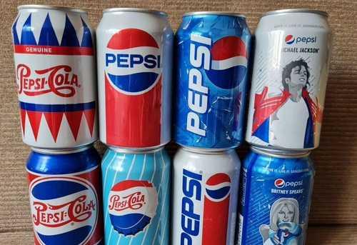 Коллекционные ретро банки Pepsi 8 штук
