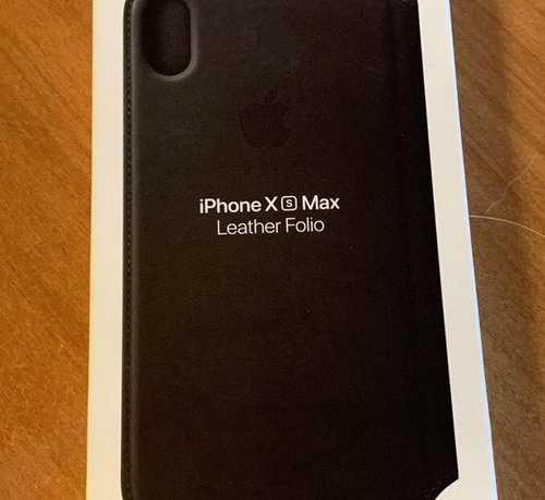 Чехол Apple leather folio (xs max) - черный