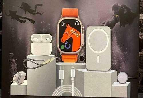 Подарочный набор 6в1 apple наушники smart watch