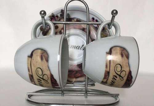 Кофейные чашки для эспрессо с блюдцами набор