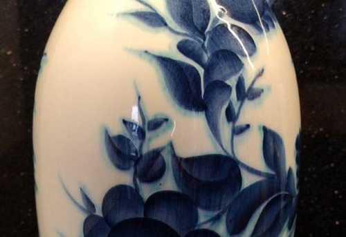 Редкая ваза синие цветы 32см фарфор, кобальтовая Р