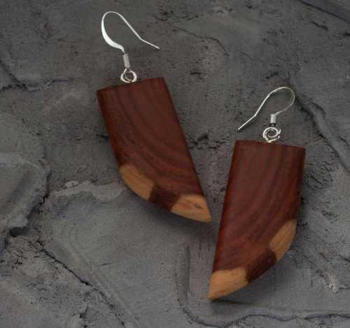 Серьги и кулоны из ценного дерева, wood earrings