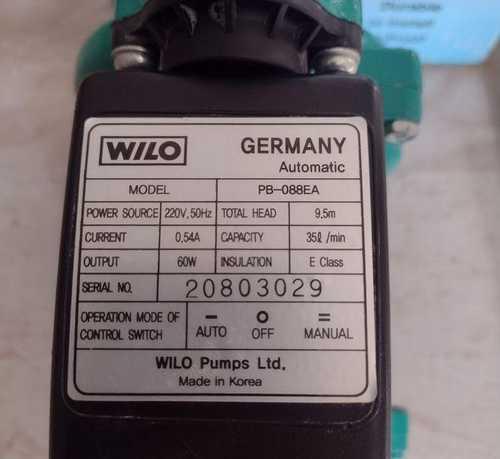 Насос wilo pb 088ea