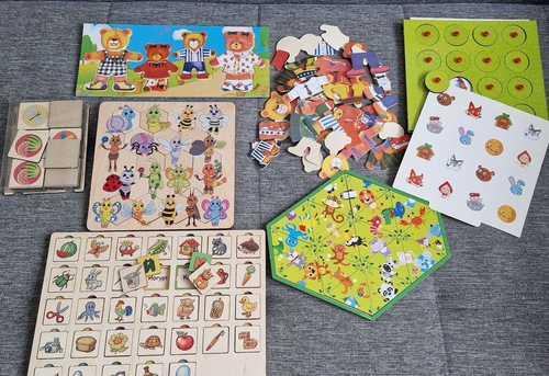 Деревянные игры развивашки пазлы