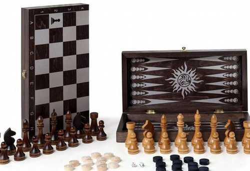 Игра 3 в 1 деревянная (шахматы,нарды,шашки)