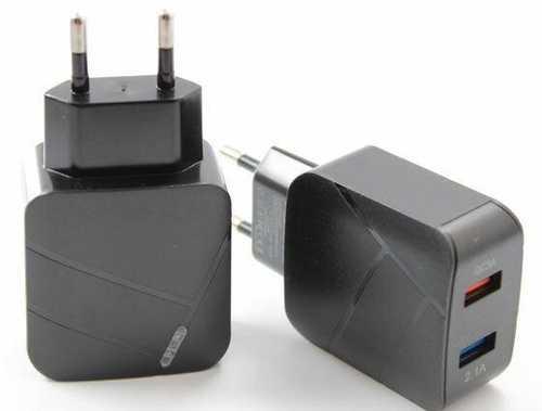 Зарядное устройство 2 USB (QC 3.0 3A + 5V 2A, 28W)