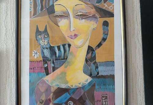 Картина Дама и кот