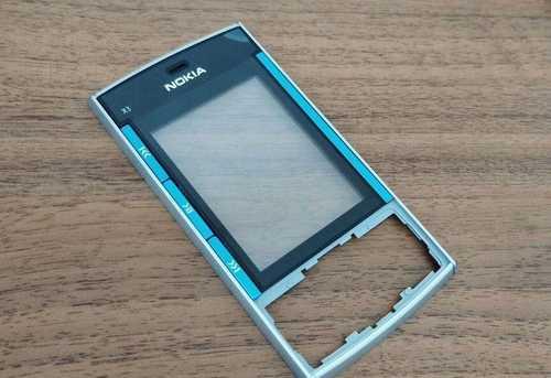 Nokia x3-00 передняя панель оригинал silver blue