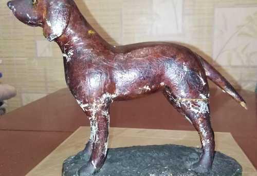 Старинная фигурка собака папье маше
