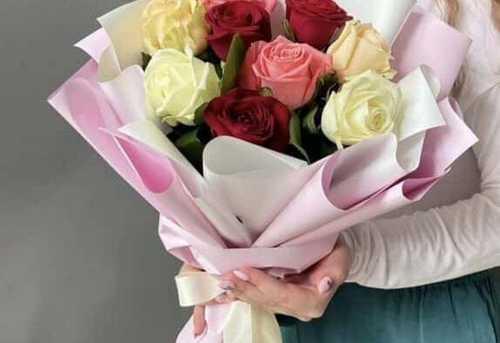 Букет разноцветных роз цветы и подарки на день рож