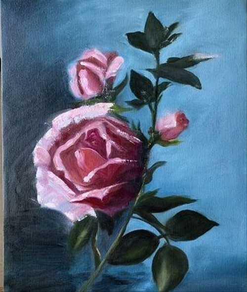 Картина маслом «Одинокая Роза»