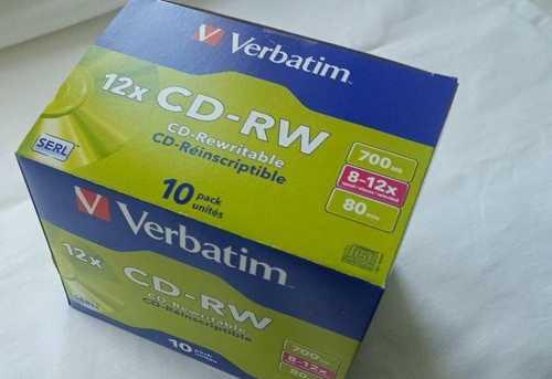 CD-RW Verbatim 700мб 12x, по 10шт Новые 2 Коробки