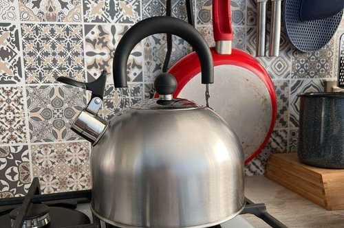 Чайник 2,5 л для газовой плиты стальной серый