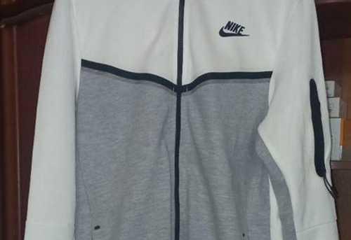 Зипка Nike tech fleece серо-белая