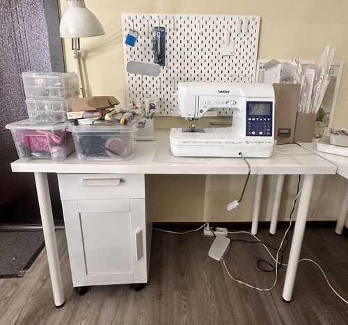 Стол IKEA с тумбой белый