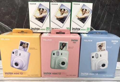 Новые instax mini 12 + картриджы на 20 фото