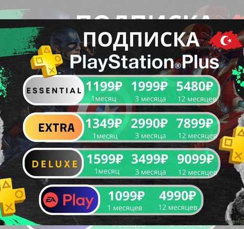 Подписка ps plus Delux  EA play Турция (Арт.24812)