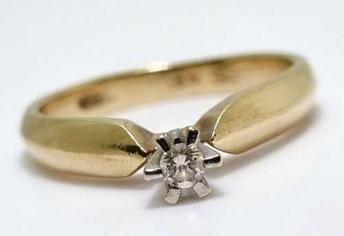 Золотое кольцо с бриллиантом 500 пробы