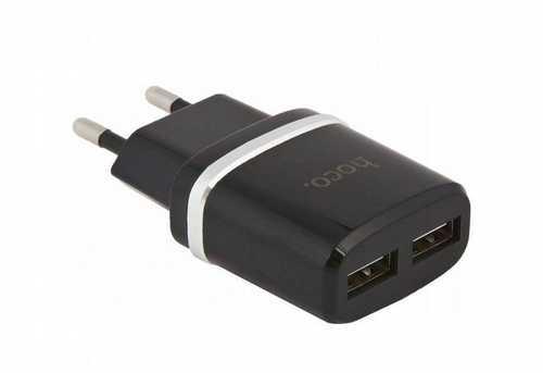 Блок питания hoco C12. 2xusb 2.4A. цвет: чёрный