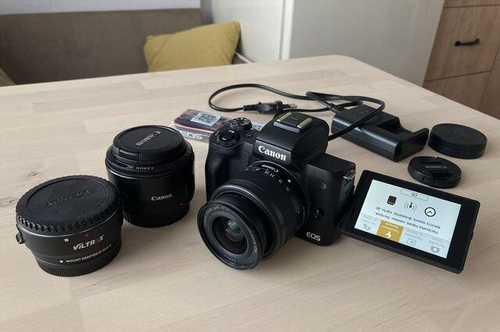 Беззеркальный Canon m50 kit + 50mm + Viltrox