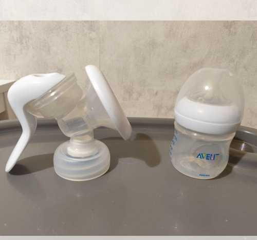 Молокоотсос Philips avent ручной с бутылочкой