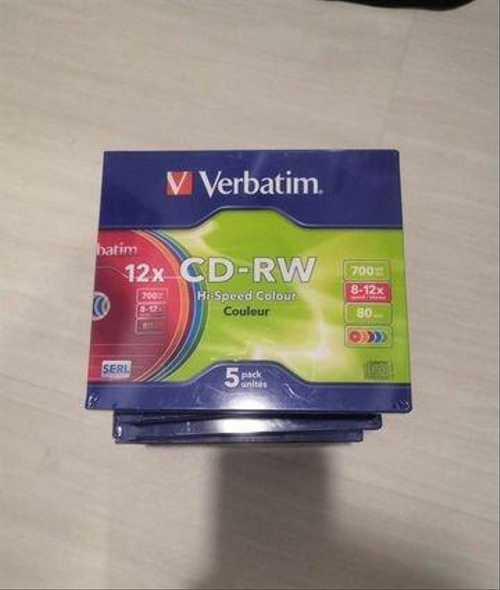 Verbatim CD-RW hi-speed color 5 шт болванки
