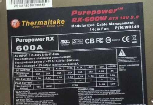 Модульный бп Thermaltake purepower Rx 600w