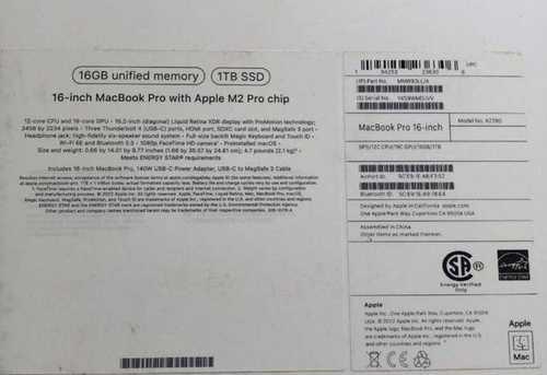 Ноутбук Apple MacBook Pro 16 2023 M2 Pro/12CPU/19G