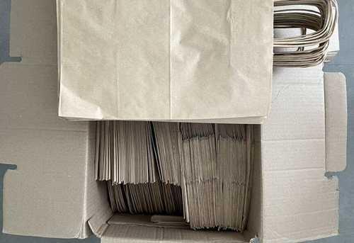 Бумажные крафт пакеты 37х32х20 см 150 шт