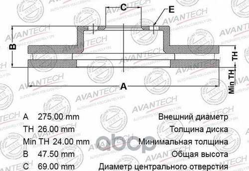 BR1103S, avantech, Диск тормозной BR1103S AVA