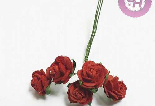 Розы из бумаги мини 1,5 см, букет 5 шт