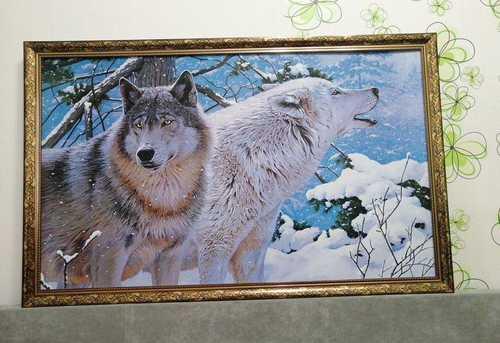 Картина 60х100 Репродукция 2 волки