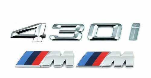 Комплект: шильдик BMW 430i + M-performance хром