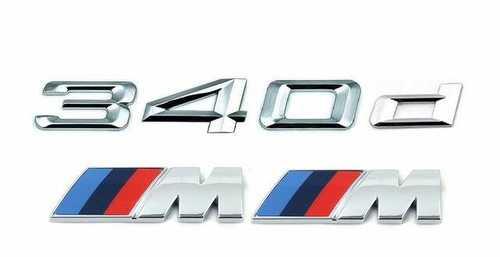 Комплект: шильдик BMW 340d + M-performance хром