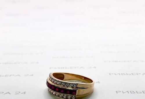 Золотое кольцо печатка с фианитами 585 пробы