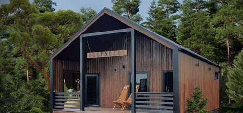 Каркасная модульная баня под ключ Woodel Barn 7х7