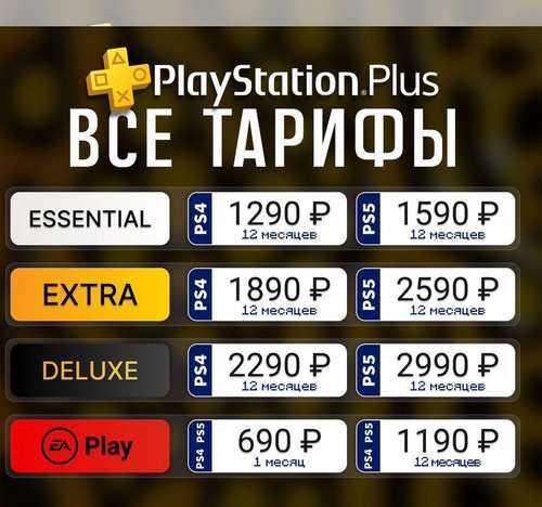Подписка PS Plus Extra/Deluxe - 1 год