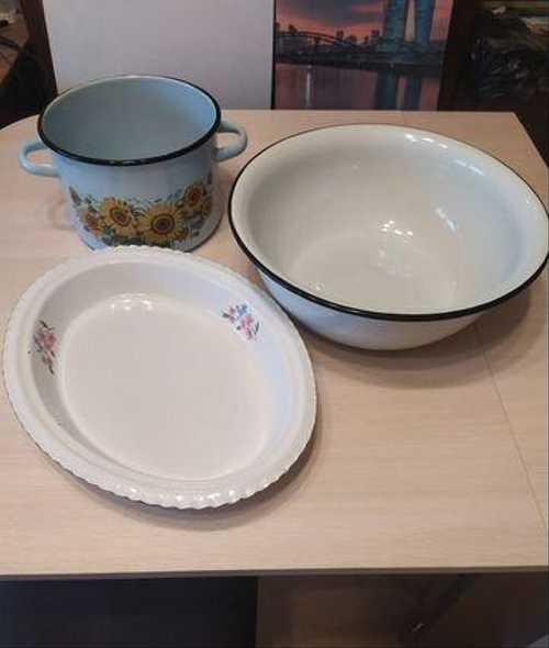 Кастрюля, миска эмалированная