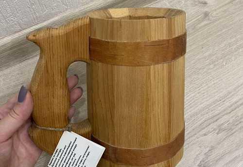 Кружка деревянная (кедр) бондарная для бани сауны