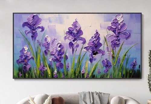 3Д картины маслом Фиолетовые цветы "Ирисы"