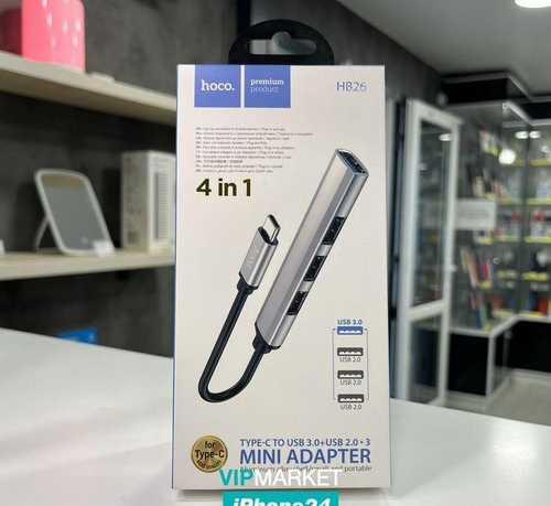 Хаб Type-C Hoco HB26 (4xUSB)
