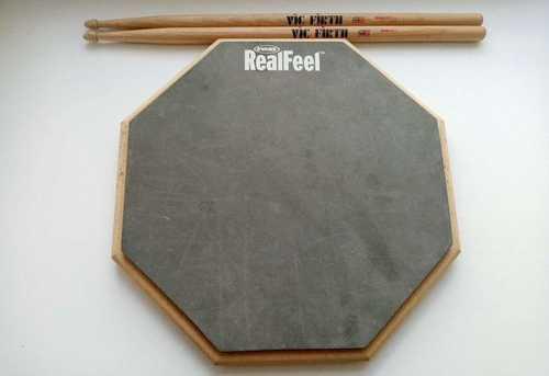 Пэд Evans Real Feel + барабанные палочки vic firth