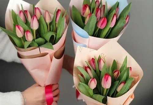 Тюльпаны мини-букетики к 8 марта