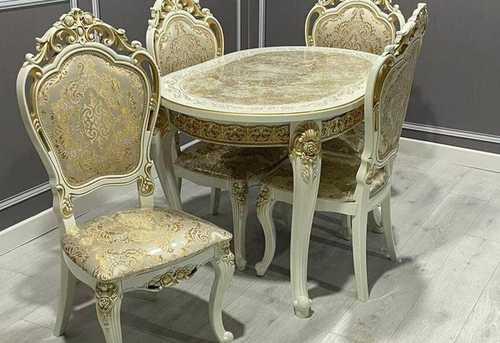Стол Роза мрамор / Кухонный стол и стулья